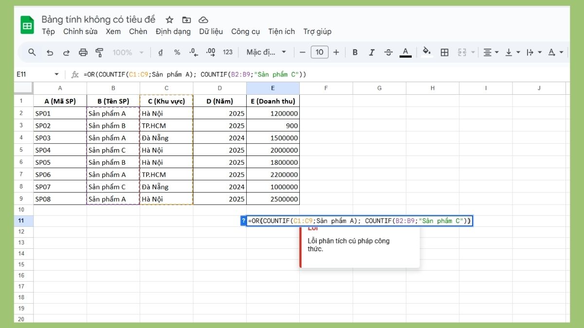 Hướng dẫn cách dùng hàm COUNTIF trong Google Sheet chi tiết